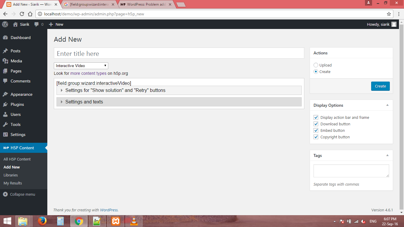 WordPress: Problem adding new content | H5P